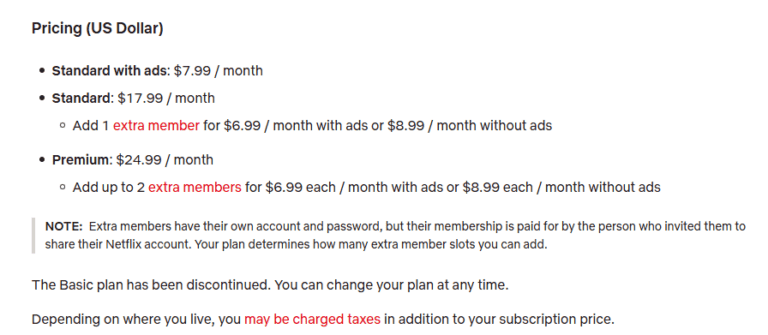 Netflix Pricing History - 9meters