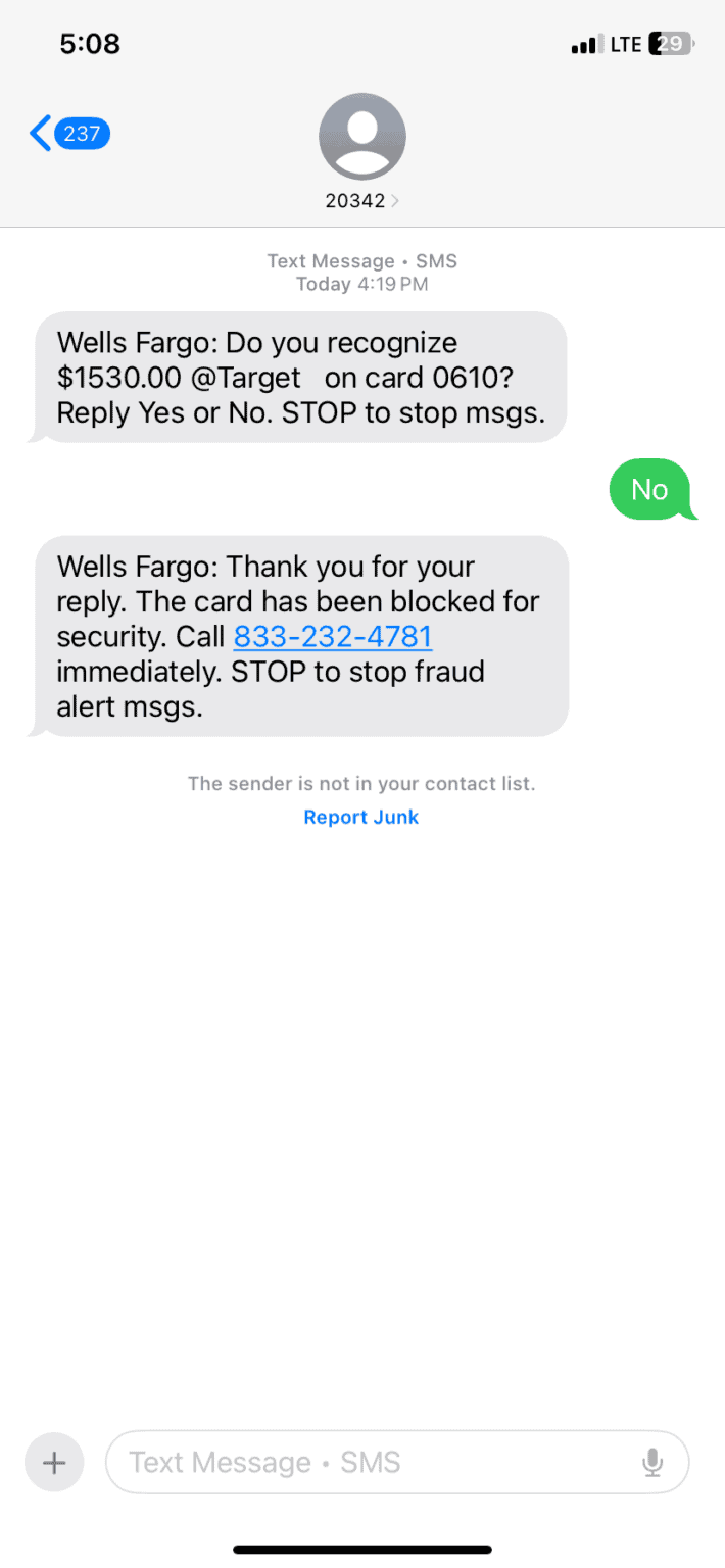 What To Do If You Receive A Text From Wells Fargo Asking You If You ...